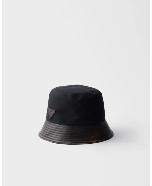 Prada Technical Cotton And Leather Bucket Hat