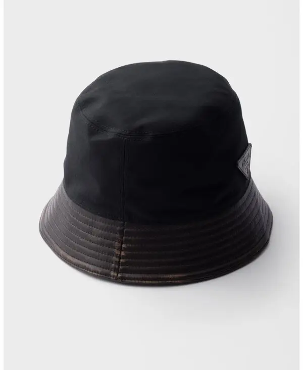 Prada Technical Cotton And Leather Bucket Hat