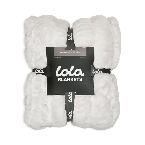 LOLA BLANKETS The Lola Original Ruched Faux Fur Blanket - Creamy Cloud