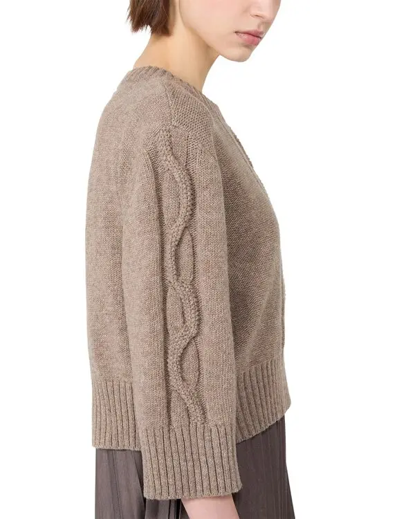 Max Mara Hazelnut Cable Knit Sweater & Pleated Jersey Midi Dress