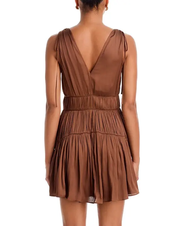 Paige Otis Shirred Satin Mini Dress