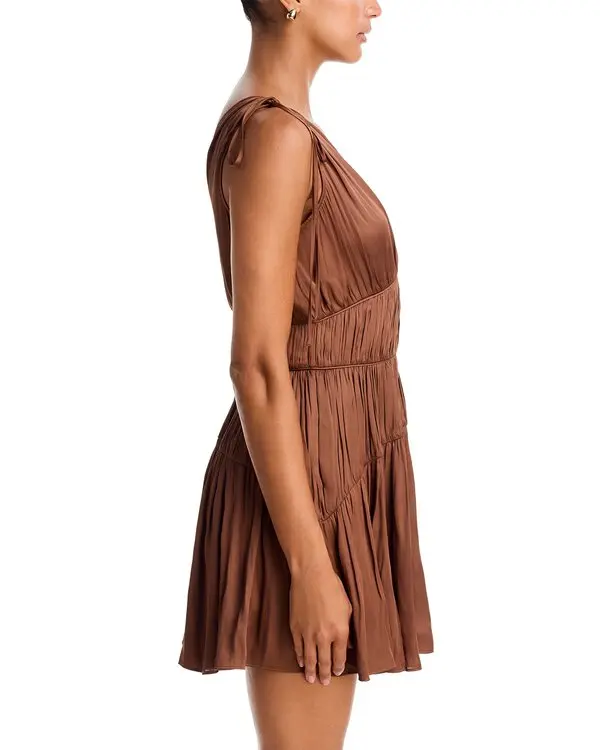 Paige Otis Shirred Satin Mini Dress