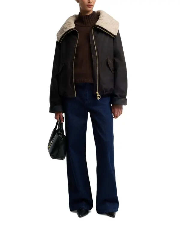 Barbour Mary Faux Fur Collar Waxed Cotton Jacket
