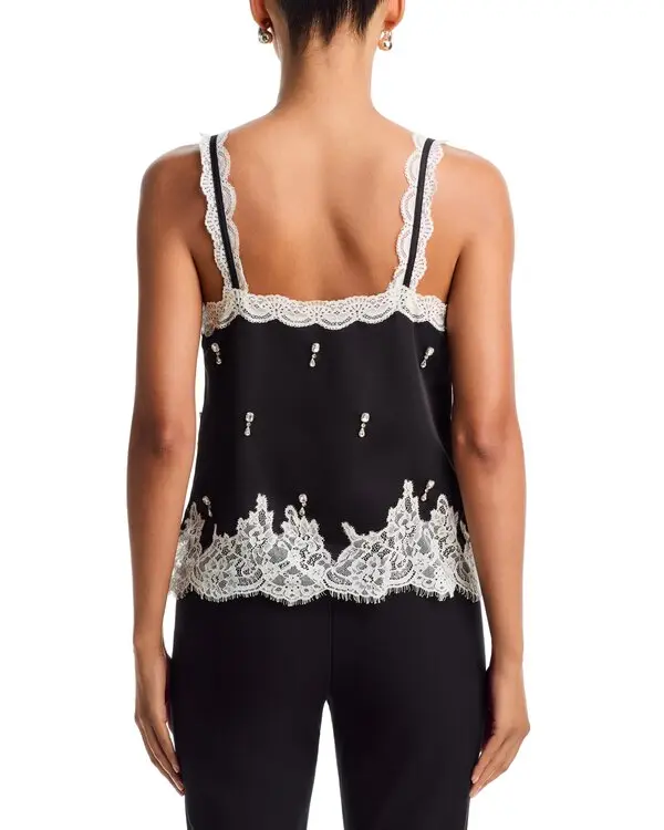 Aqua Lace Trim Rhinestone Embellished Camisole Exclusive