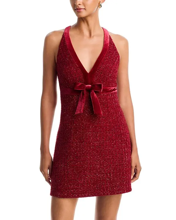Aqua Sleeveless Tweed Bow Detail Dress Exclusive