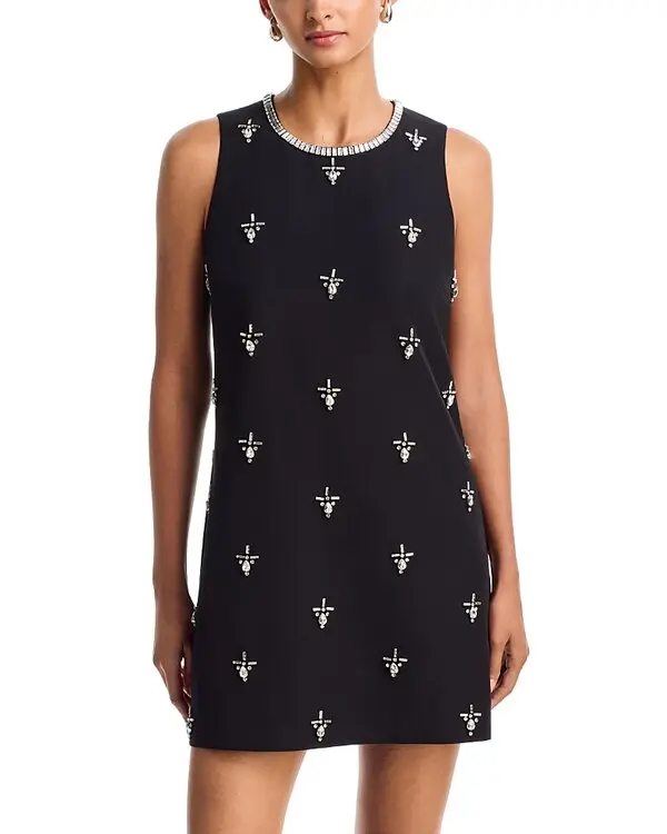 Aqua Crystal Embellished Mini Dress Exclusive - Black
