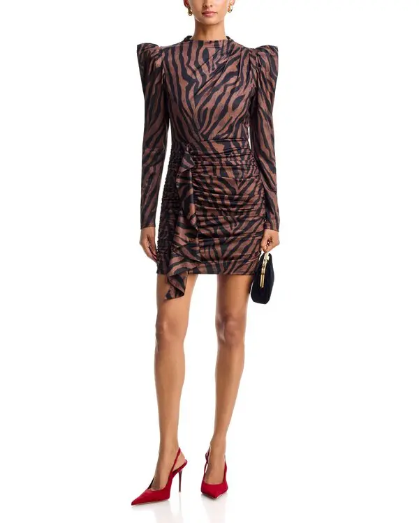 Aqua Ziger Puffed Shoulder Mini Dress Exclusive