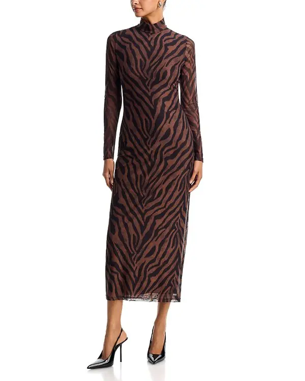 Aqua Mesh Mock Neck Maxi Dress Exclusive