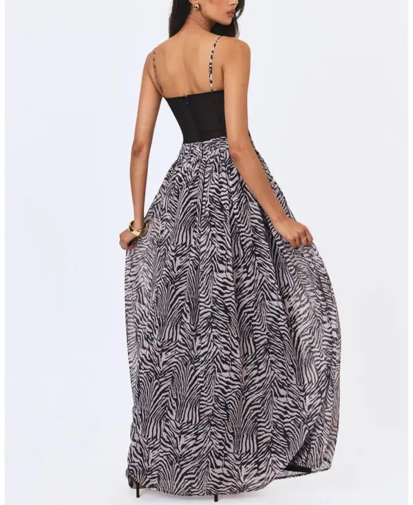 MISS CIRCLE NEW YORK Onora Chiffon Dipped Waist Maxi Dress