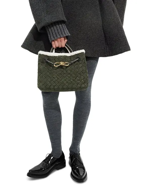 Bottega Veneta Andiamo Intrecciato Shearling Trim Bag