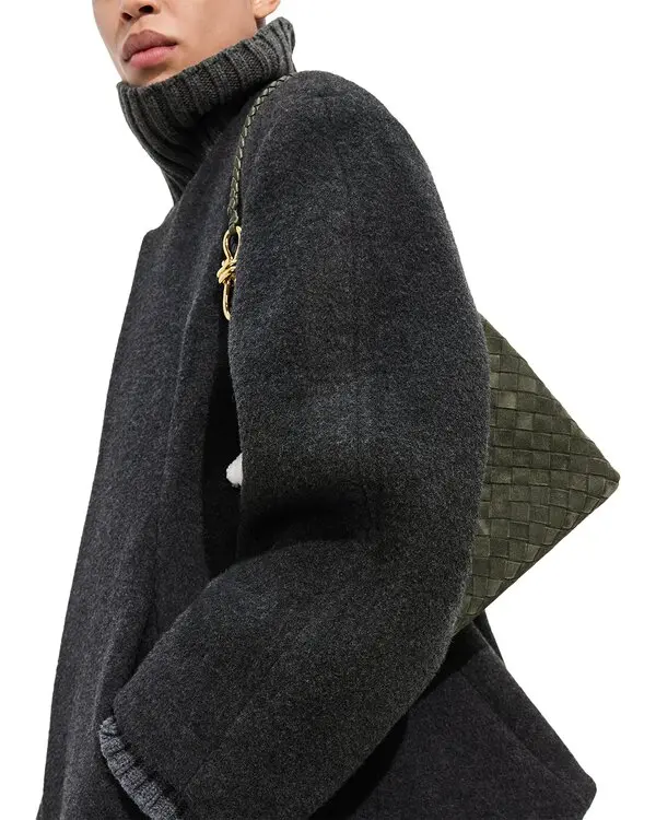 Bottega Veneta Andiamo Intrecciato Shearling Trim Bag