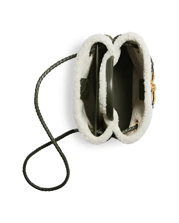 Bottega Veneta Andiamo Intrecciato Shearling Trim Bag