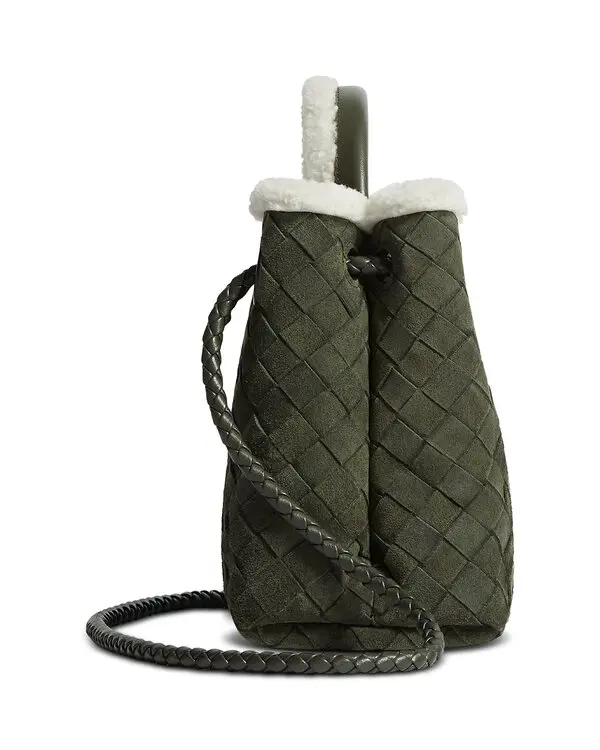 Bottega Veneta Andiamo Intrecciato Shearling Trim Bag