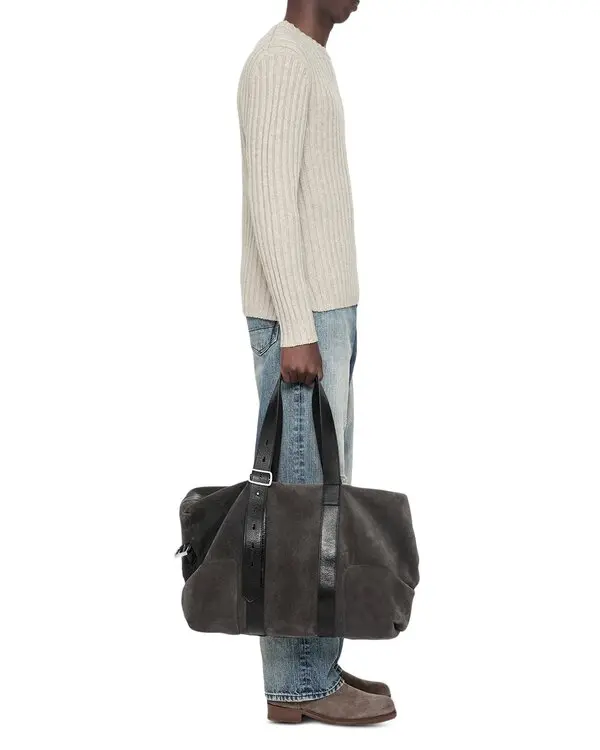 ALLSAINTS Liev Wool Blend Knit Stripe Crewneck Sweater - Feather Grey