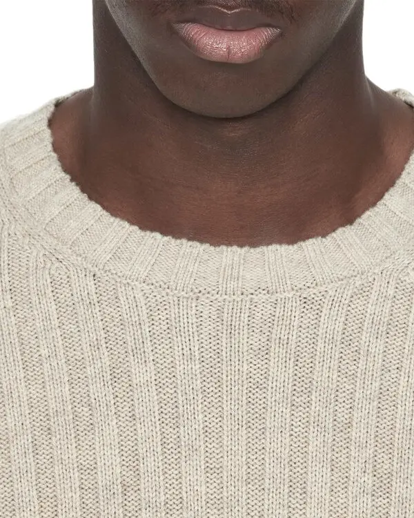ALLSAINTS Liev Wool Blend Knit Stripe Crewneck Sweater - Feather Grey