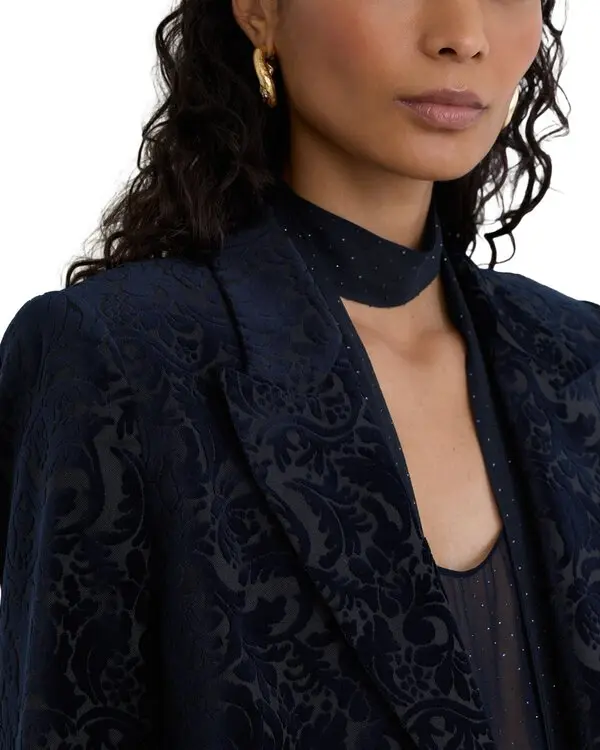REISS Flocked Velvet Double Breasted Blazer