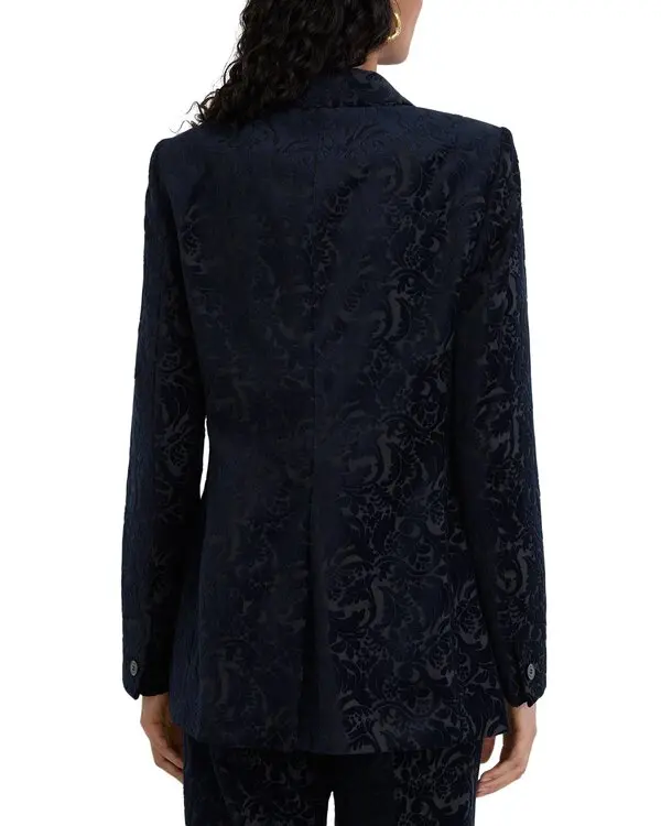 REISS Flocked Velvet Double Breasted Blazer