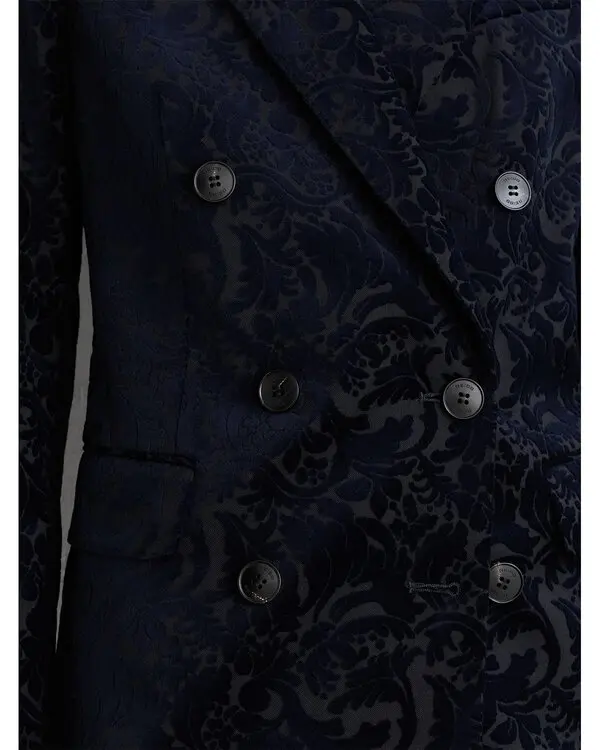 REISS Flocked Velvet Double Breasted Blazer