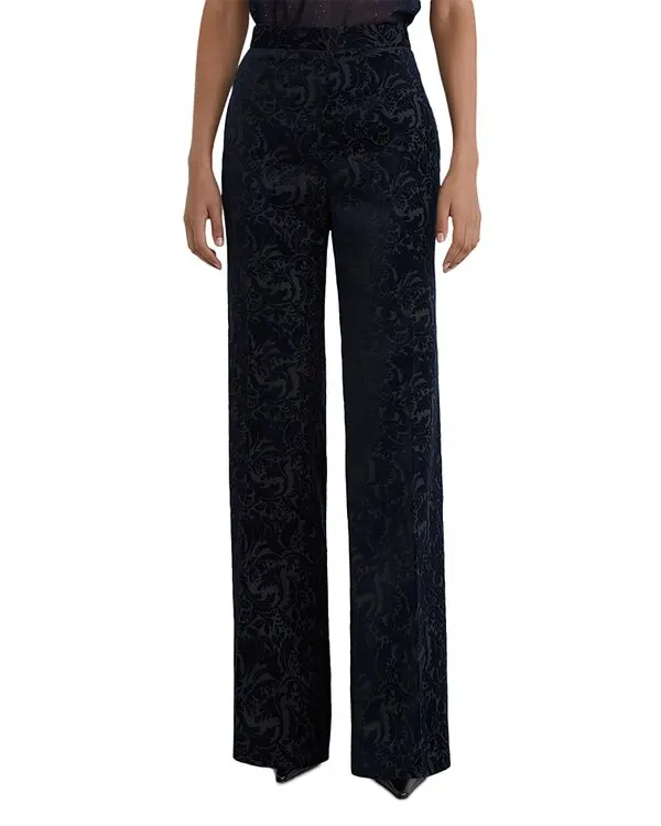 REISS Flocked Velvet Flare Trousers