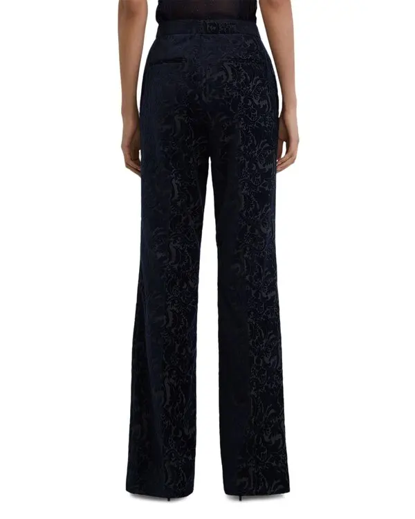 REISS Flocked Velvet Flare Trousers