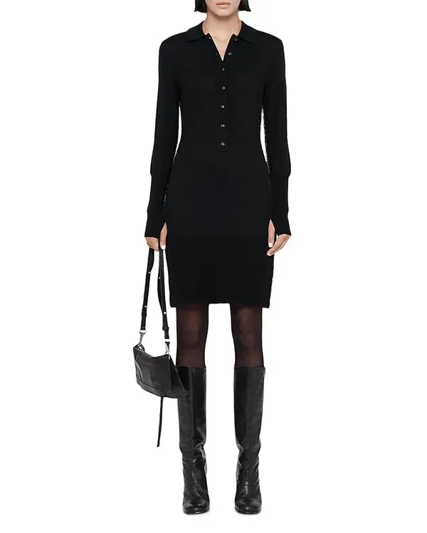 ALLSAINTS Coyte Wool Button Front Dress
