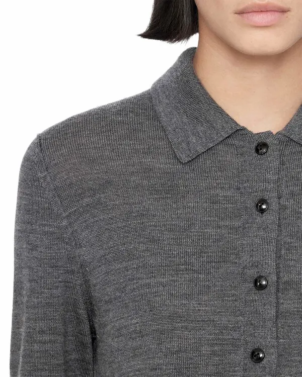 ALLSAINTS Coyte Wool Button Front Dress - Grey Marl