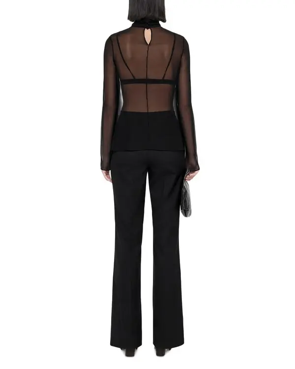 ALLSAINTS Kumi Silk Turtleneck Top - Black