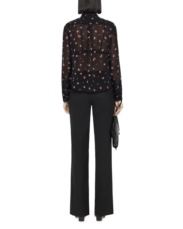 ALLSAINTS Iris Printed Clip Dot Tie Neck Blouse
