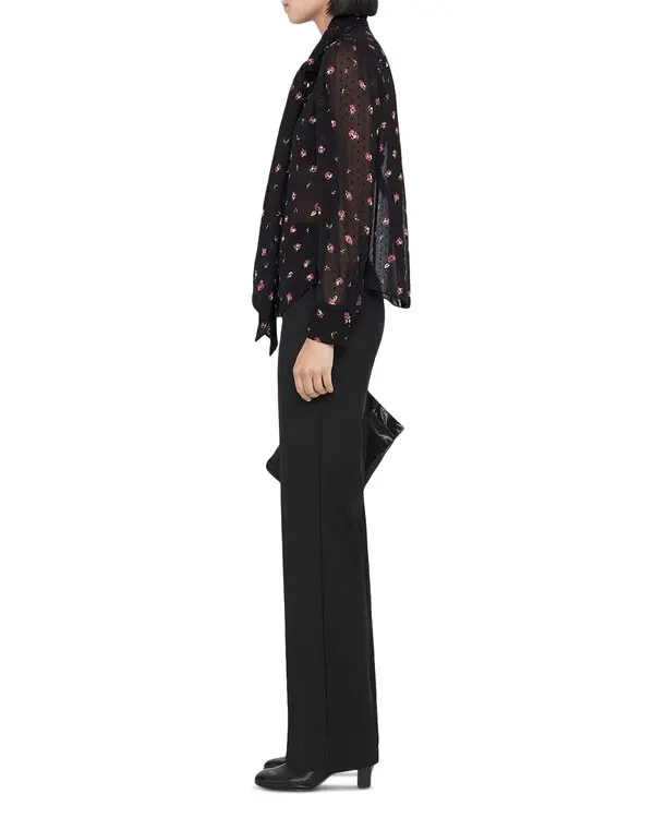 ALLSAINTS Iris Printed Clip Dot Tie Neck Blouse