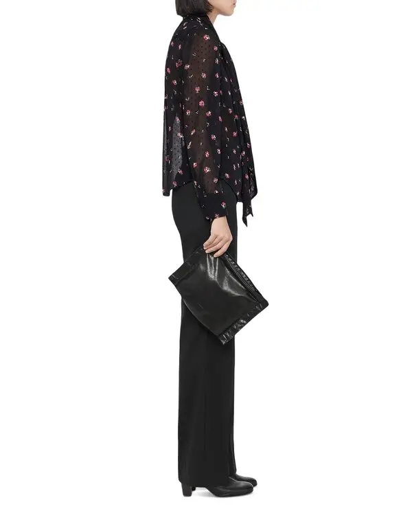 ALLSAINTS Iris Printed Clip Dot Tie Neck Blouse