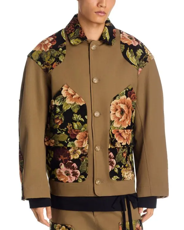 Simone Rocha Cotton Relaxed Embroidered Rose Jacket