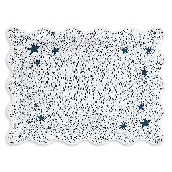 MATOUK Celine Stars Mini Embroidered Boudoir Pillow Cover - Prussian Blue