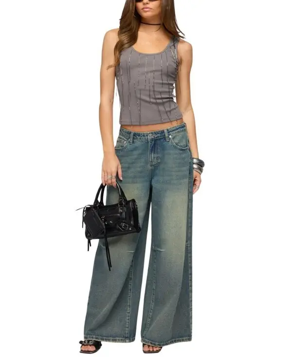 EDIKTED Adjustable Button Low Rise Baggy Jeans