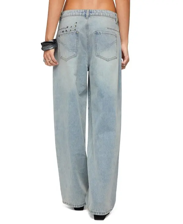 EDIKTED Oaklee Studded Low Rise Baggy Jeans