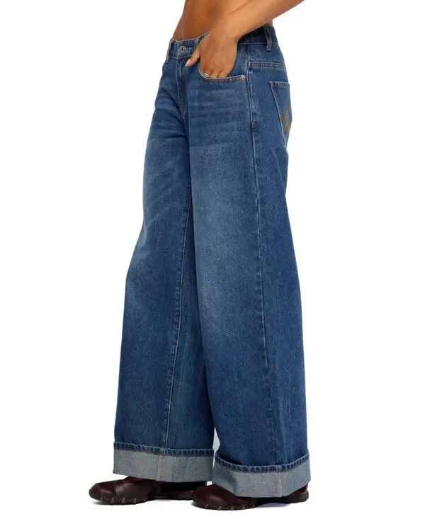 EDIKTED Gatz Cuffed Low Rise Wide Leg Jeans