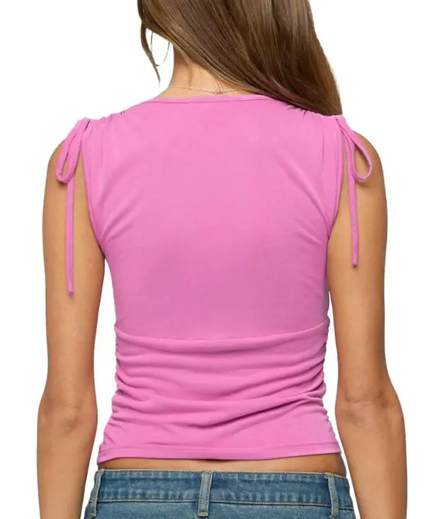 EDIKTED Cady Drawstring V Neck Tank Top