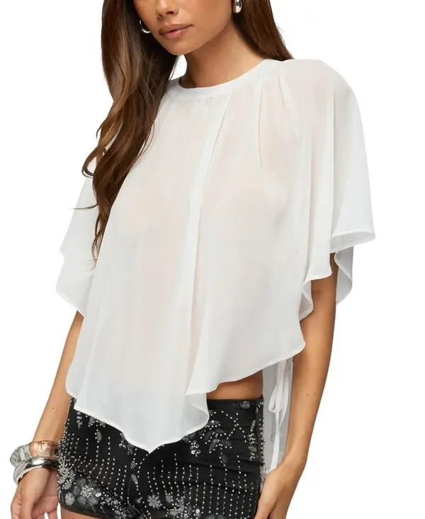 EDIKTED Sable Flowy Asymmetric Chiffon Top
