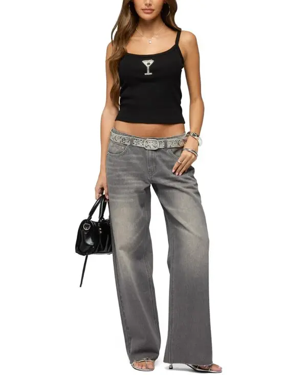 EDIKTED Martini Babe Ribbed Tank Top