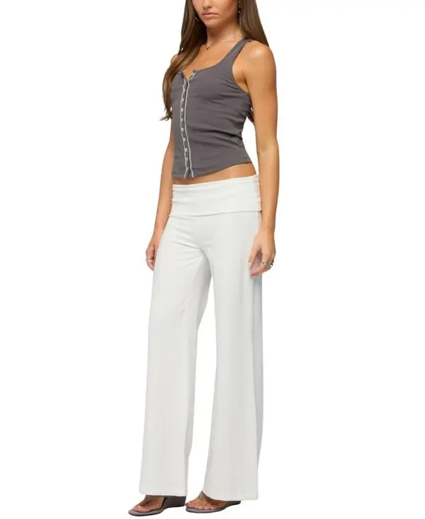 EDIKTED Contrast Button Up Ribbed Tank Top