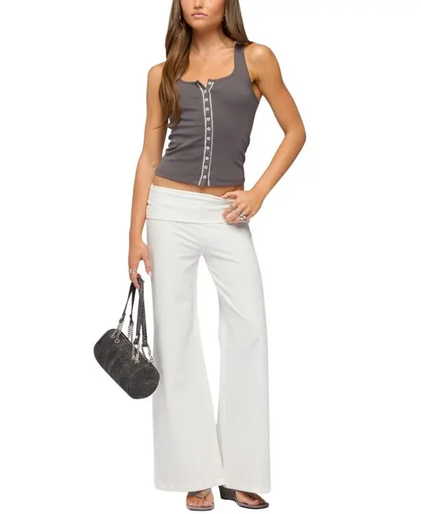 EDIKTED Contrast Button Up Ribbed Tank Top
