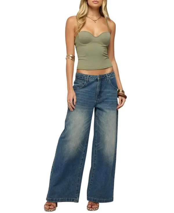 EDIKTED Aven Built In Bra Tank Top - Olive
