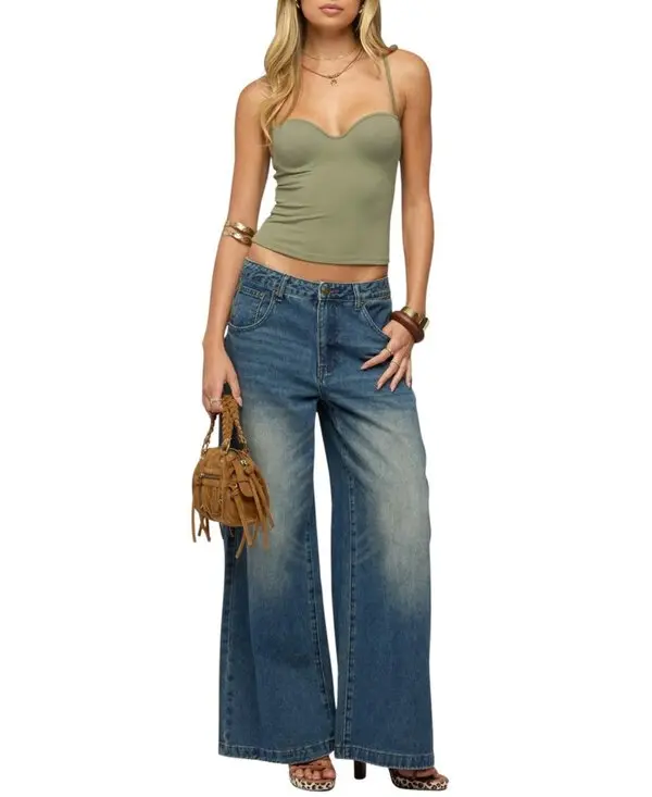 EDIKTED Aven Built In Bra Tank Top - Olive