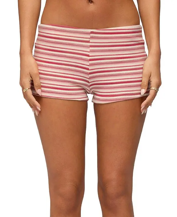 EDIKTED Noelia Striped Micro Shorts - Pink