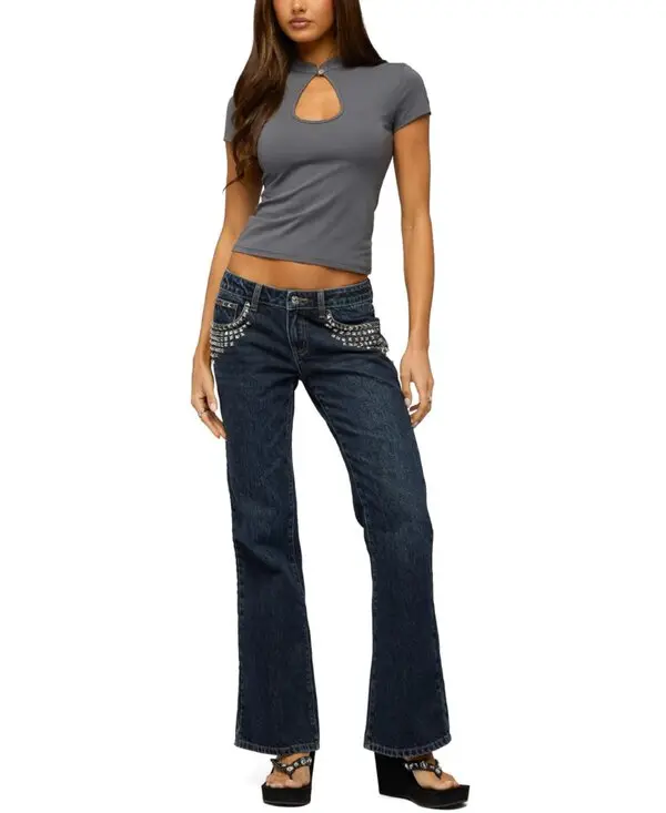 EDIKTED Magnus High Neck Keyhole Top