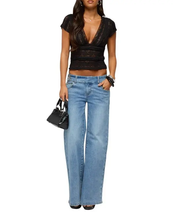 EDIKTED Dale Low Rise Straight Leg Stretchy Jeans