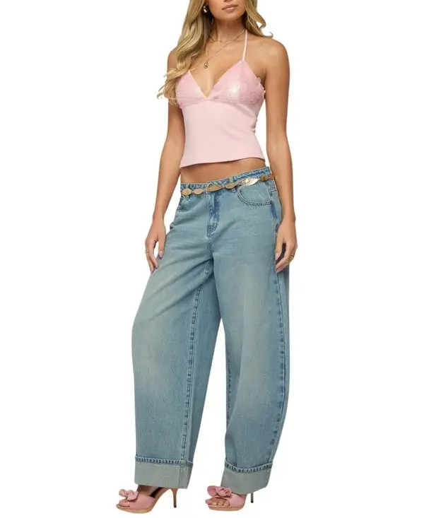 EDIKTED Katelyn Sequin Halter Top