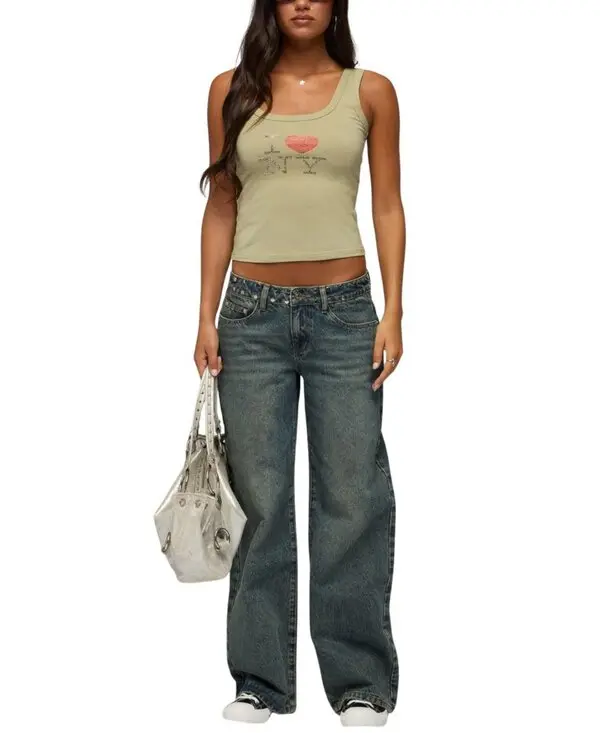 EDIKTED Nyc Studded Low Rise Baggy Jeans