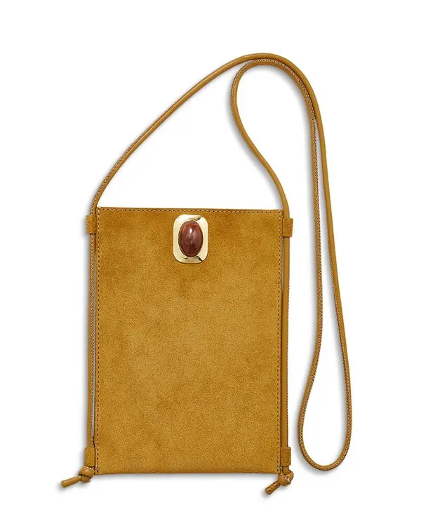 Veronica Beard Stone Embellished Suede Crossbody Bag - Acorn