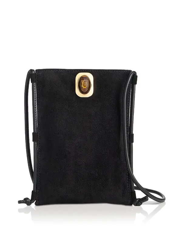 Veronica Beard Stone Embellished Suede Crossbody Bag - Black