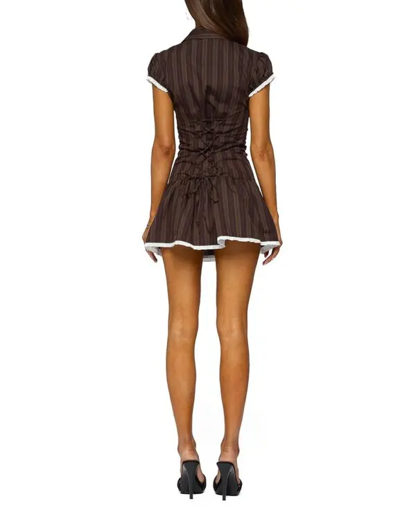 EDIKTED Clarah Striped Button Up Mini Dress